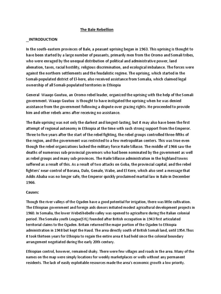 The Bale Rebellion: A Peasant Uprising in Ethiopia | PDF | Ethiopia ...