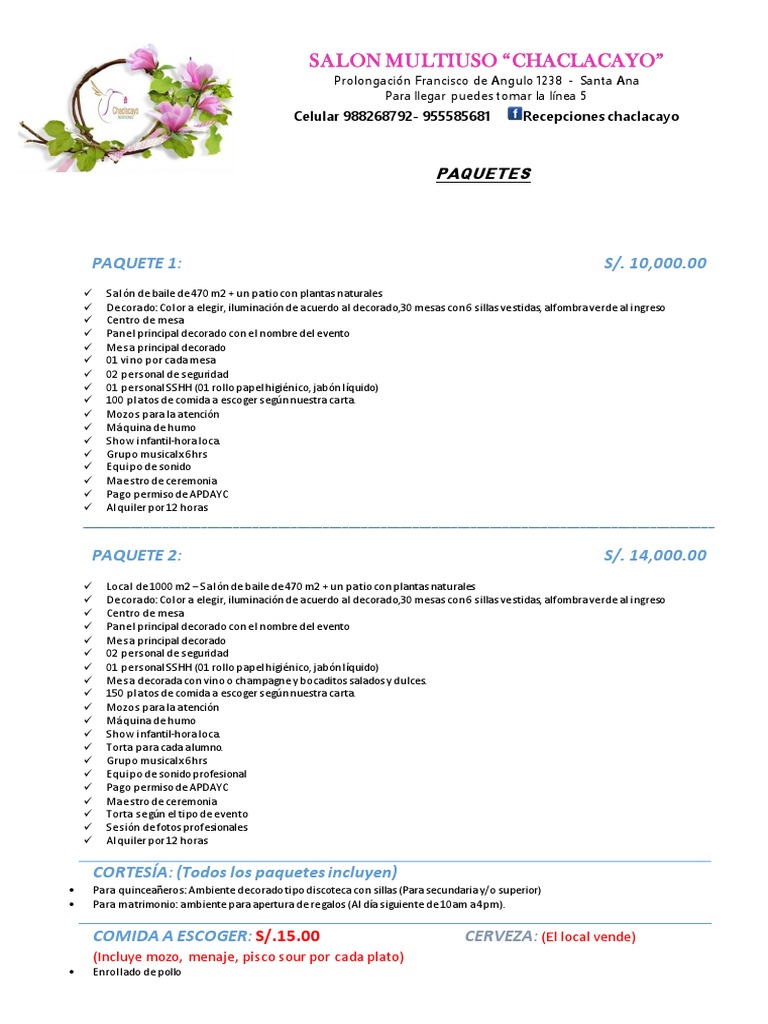 PROFORMA 2 Paquetes | PDF