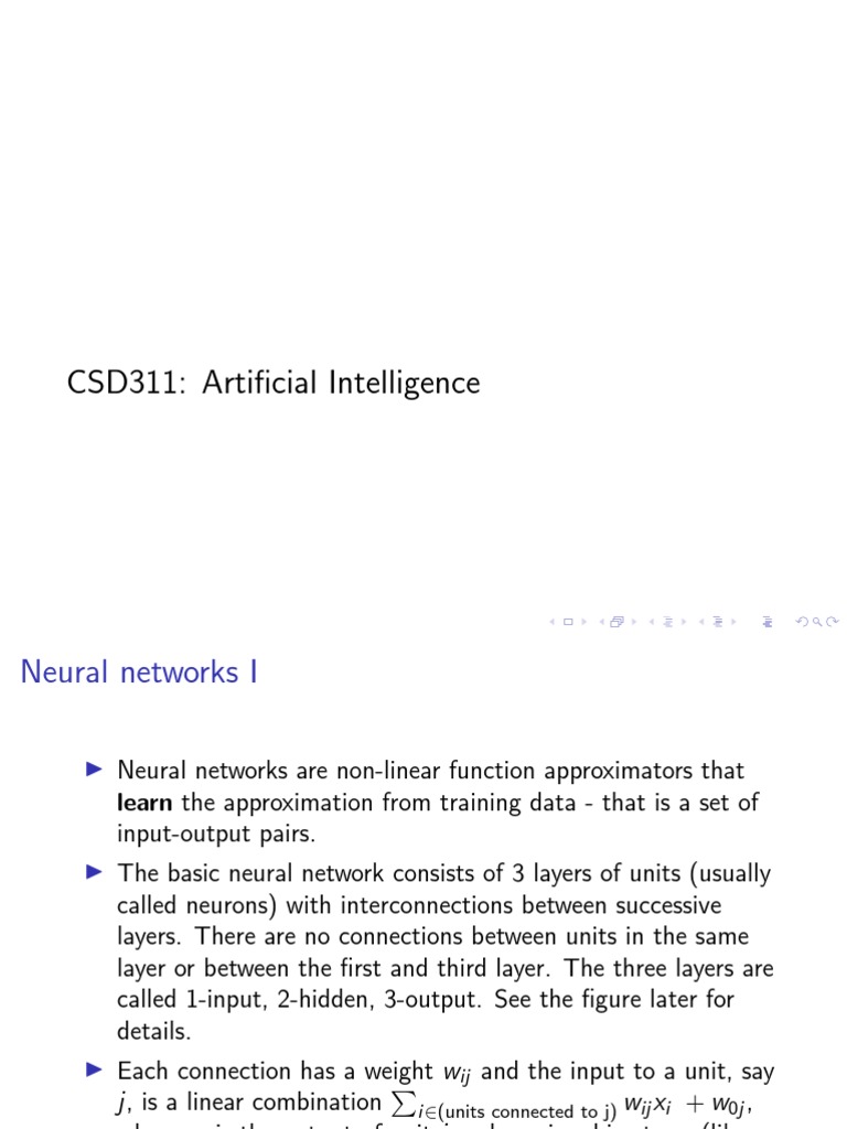 CSD311: Artificial Intelligence | PDF | Artificial Neural Network | Systems Theory