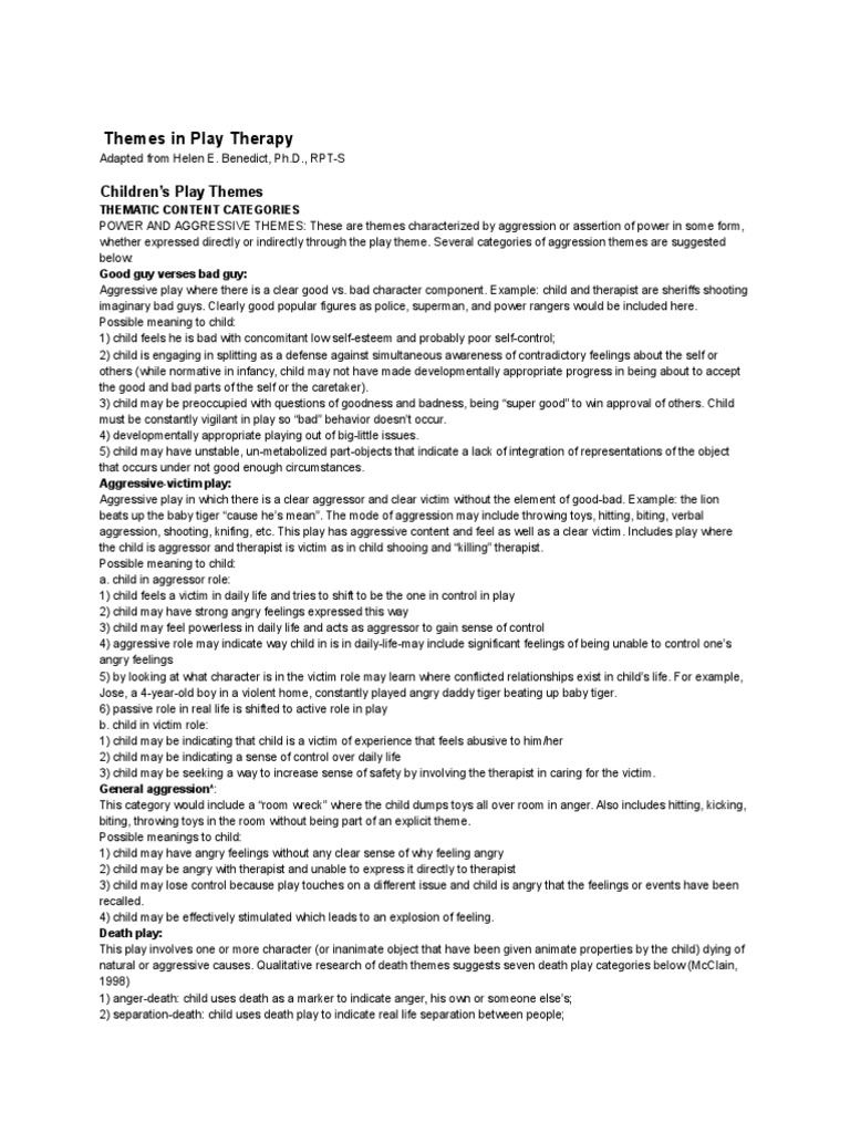 Themes in Play Therapy | PDF | Attachment Theory | Anger