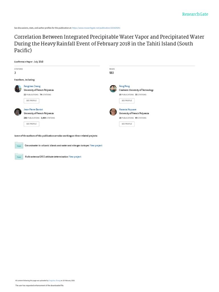 Correlation Between Integrated Precipitable Water Vaporand Precipitated ...