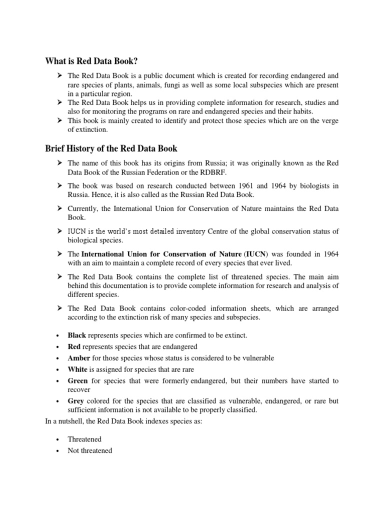 Red Data Book | PDF | Endangered Species | Biogeochemistry
