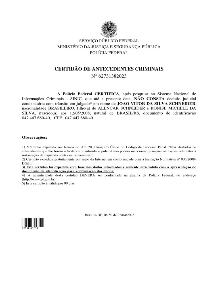 Ficha Criminal | PDF | Ciências Sociais