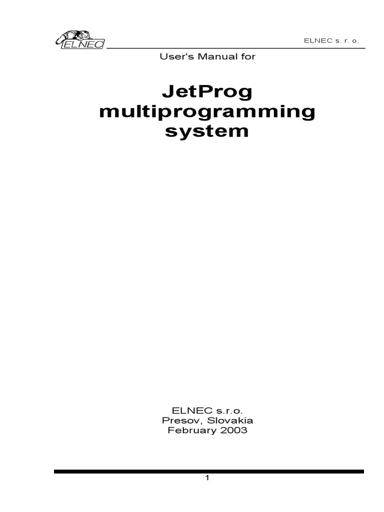 Jetprog Multiprogramming System: User'S Manual For | PDF ...