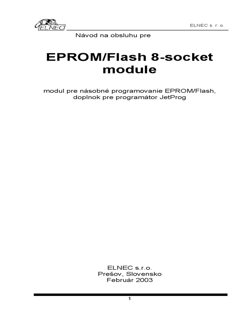 EPROM/Flash 8-Socket: Návod Na Obsluhu Pre | PDF