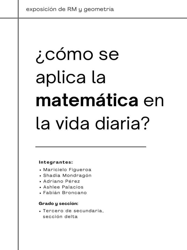 ¿Cómo Se Aplica La Matemática en La Vida Diaria | PDF | Matemáticas ...