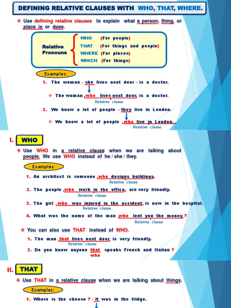 Unit 3C Grammar Defining Relative Clauses | PDF | Grammar | Syntax