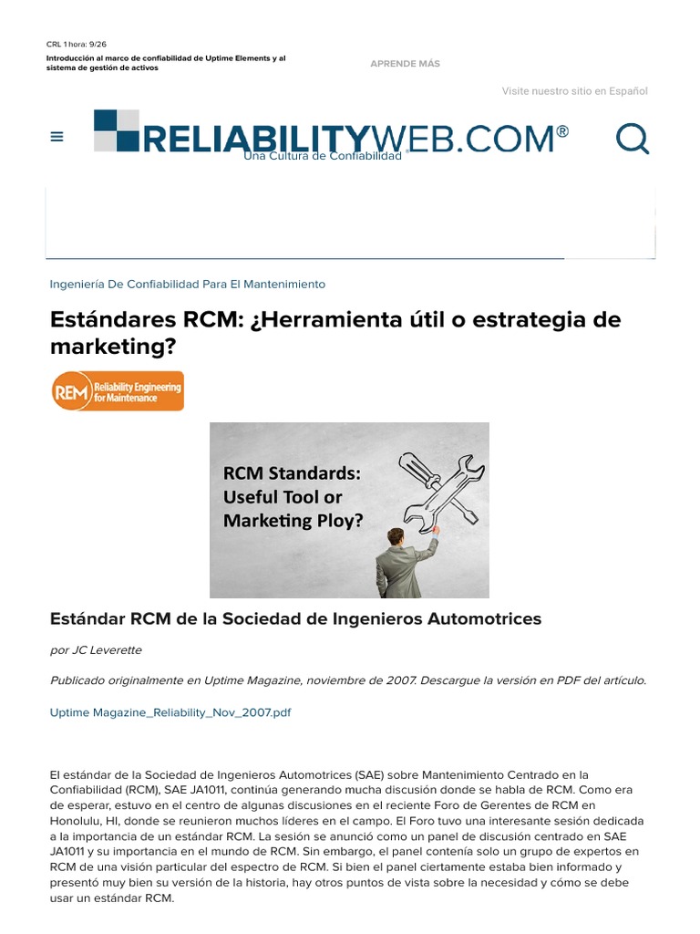 Lectura - SEMANA05 - Reliabilityweb RCM | PDF