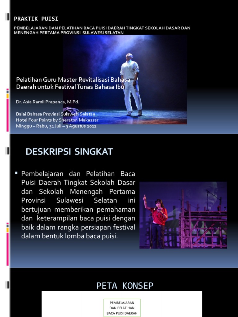 Praktik Puisi: Pelatihan Guru Master Revitalisasi Bahasa Daerah Untuk Festival Tunas Bahasa Ibu ...