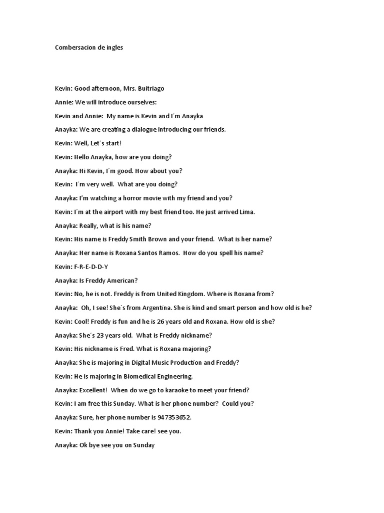 Combersacion de ingles | PDF