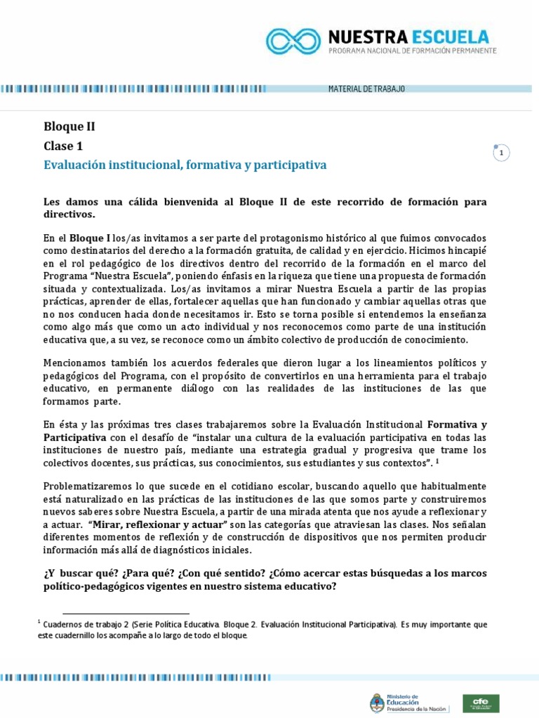 Nuestra Escuela Bloque 2 Clase 1 Pdf Evaluación Enseñando