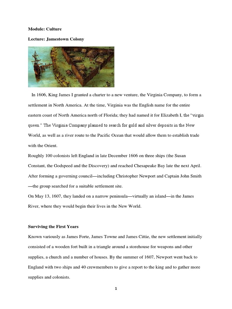 Jamestown Colony: Origins and Struggles | PDF