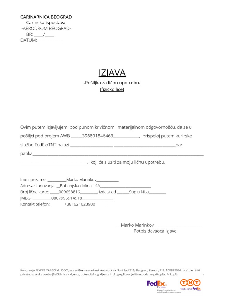 Izjava | PDF