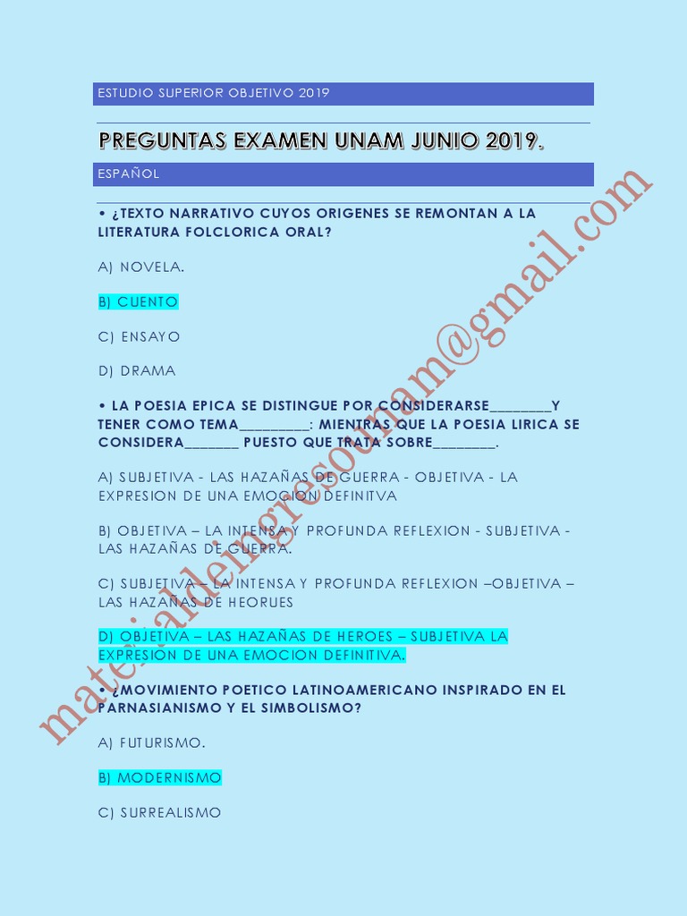 Examen UNAM Junio 2019 | PDF | México