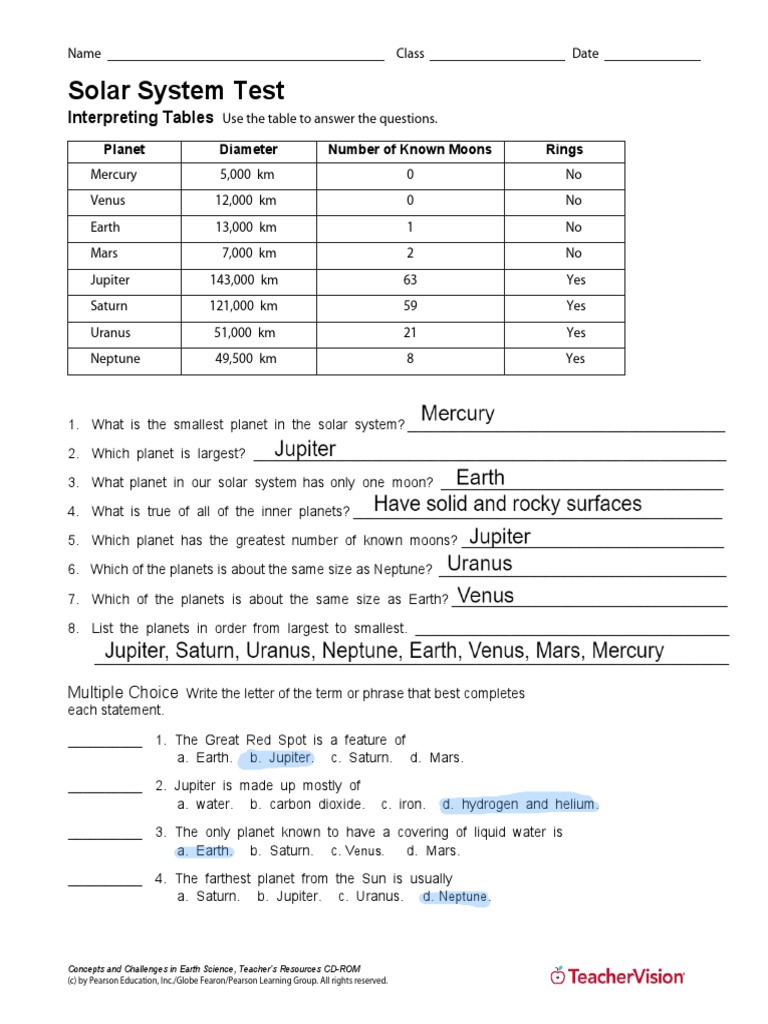 Exam Science | PDF | Planets | Solar System