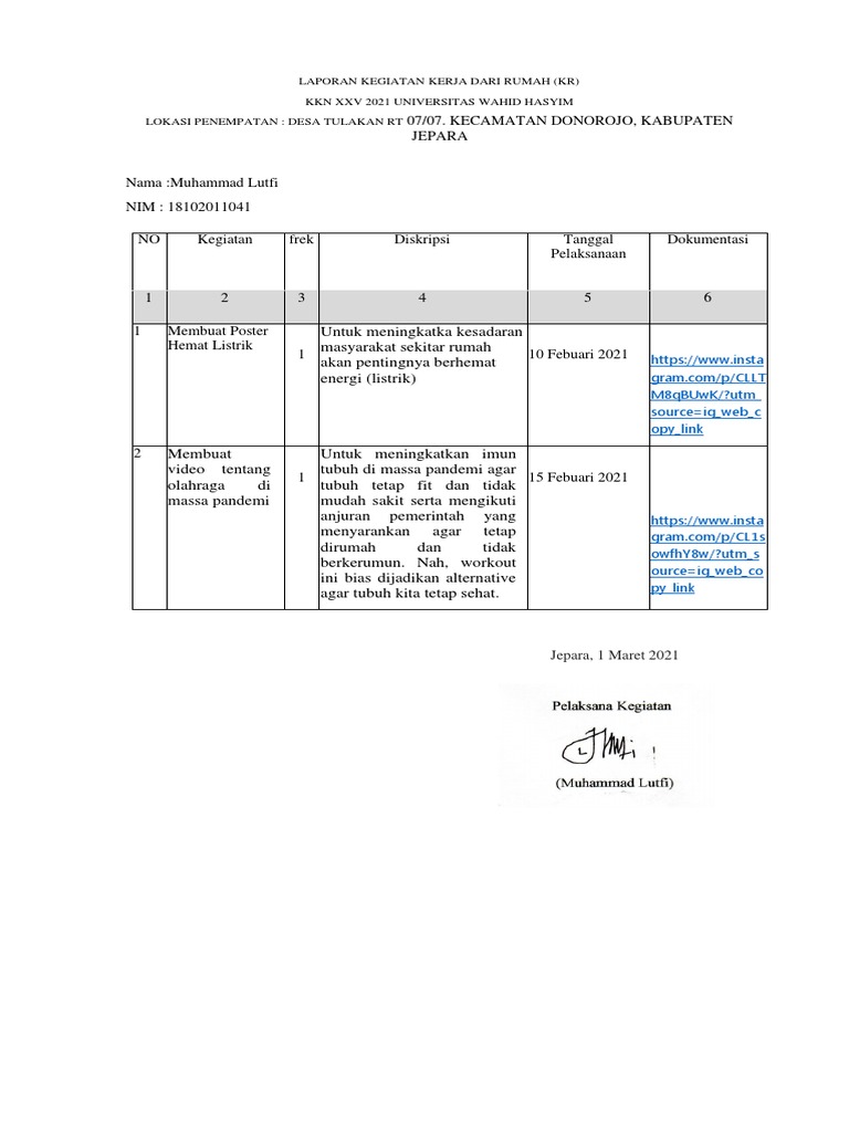 Laporan Kkn-Muhammad Lutfi | PDF