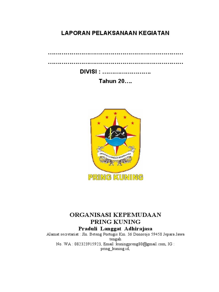 Laporan Kegiatan Organisasi Pring Kuning Pdf
