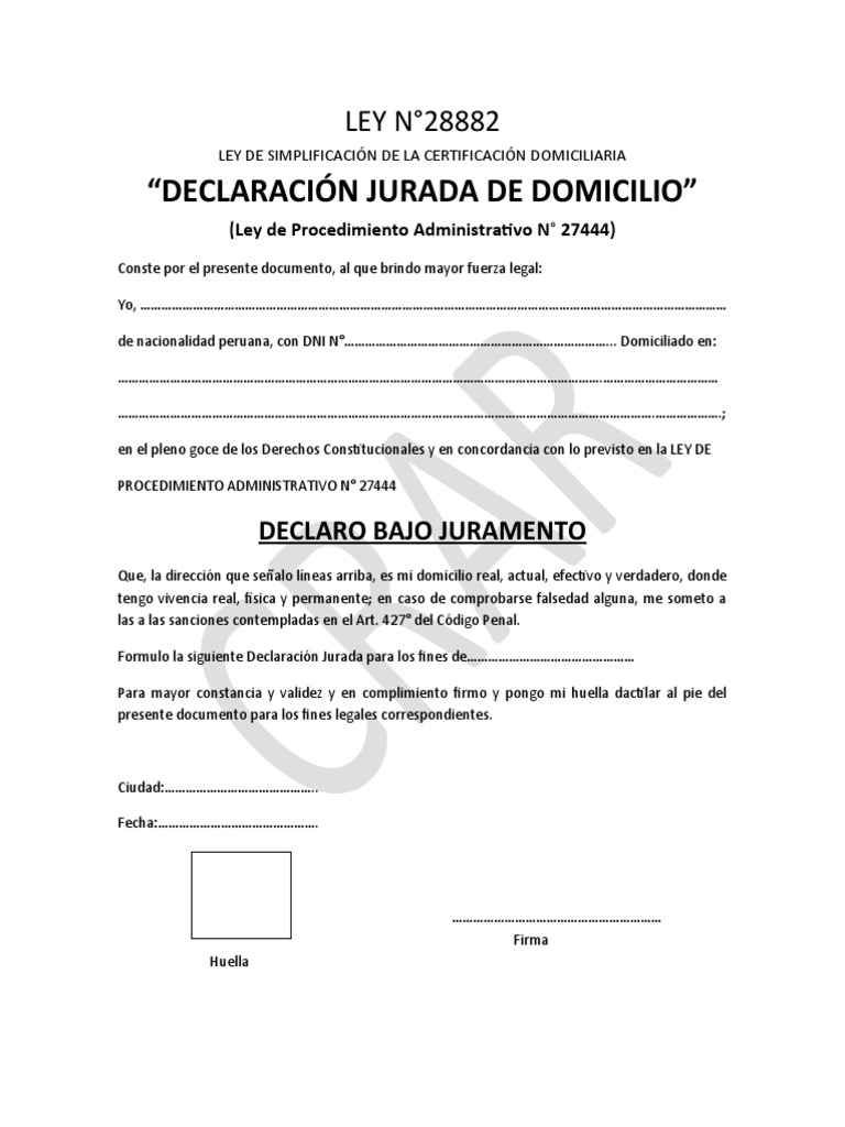 Declaracion Jurada de Domicilio (F) | PDF