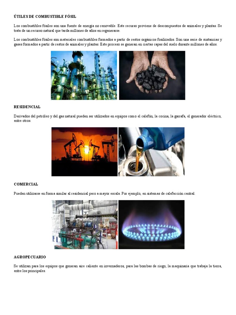 ÚTILES DE COMBUSTIBLE FÓSIL | PDF | Combustibles fósiles | Energía ...