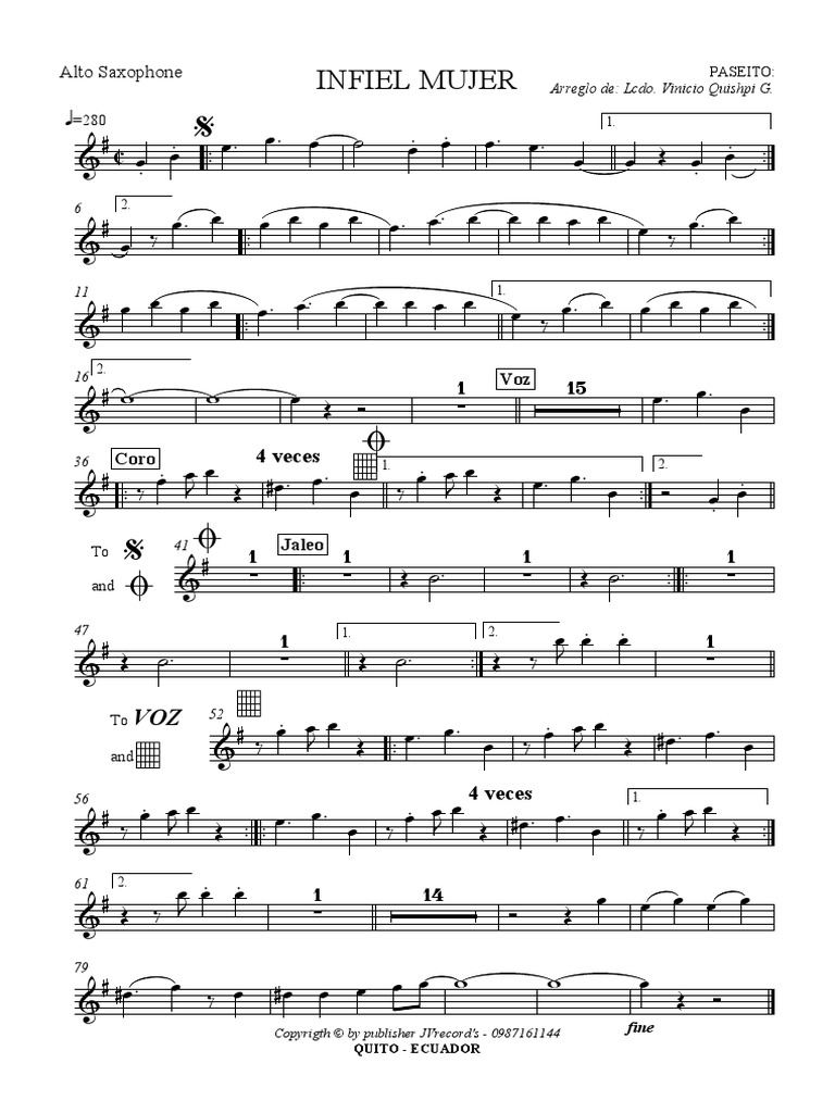 Infiel Mujer: 4 Veces | PDF | Musical Instruments | Music Technology