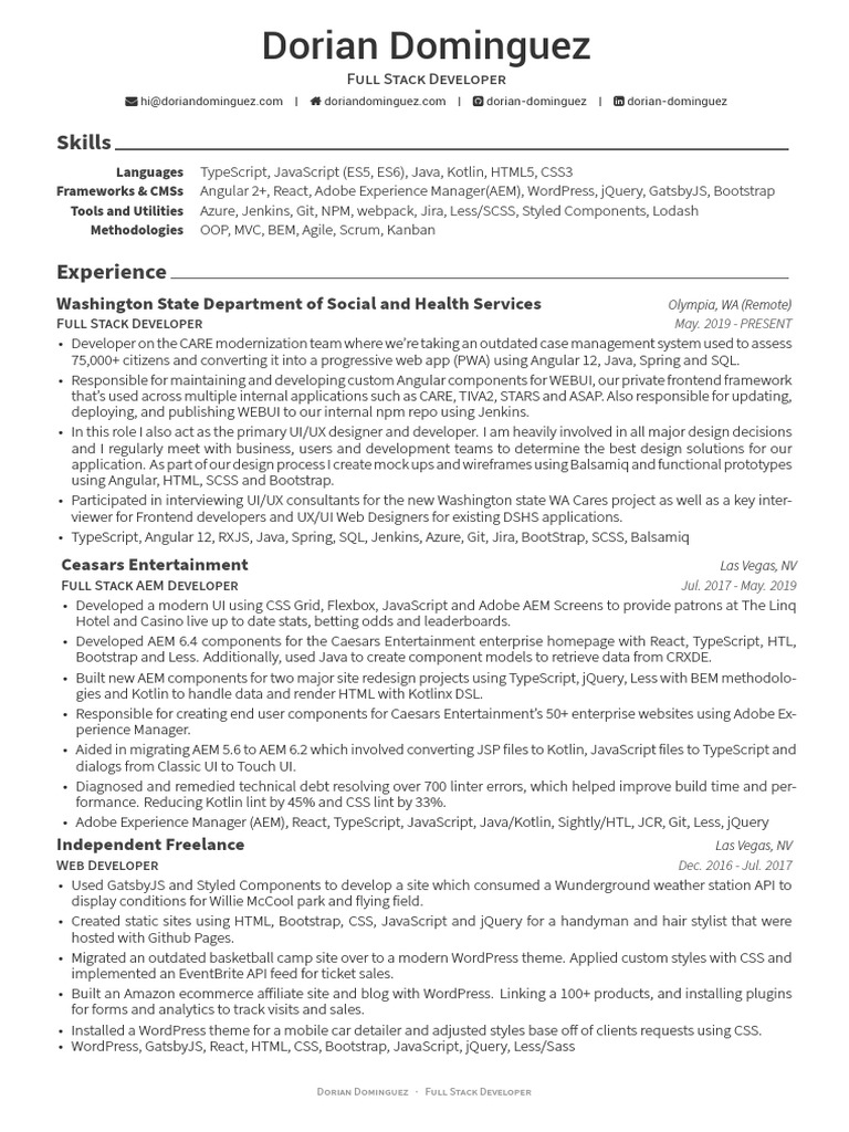 Dorian Dominguez Resume | PDF | Bootstrap (Front End Framework) | J Query