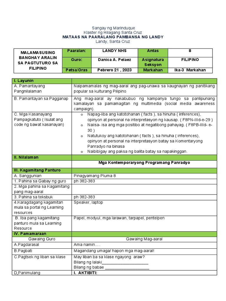 Lesson PLan MHOI | PDF