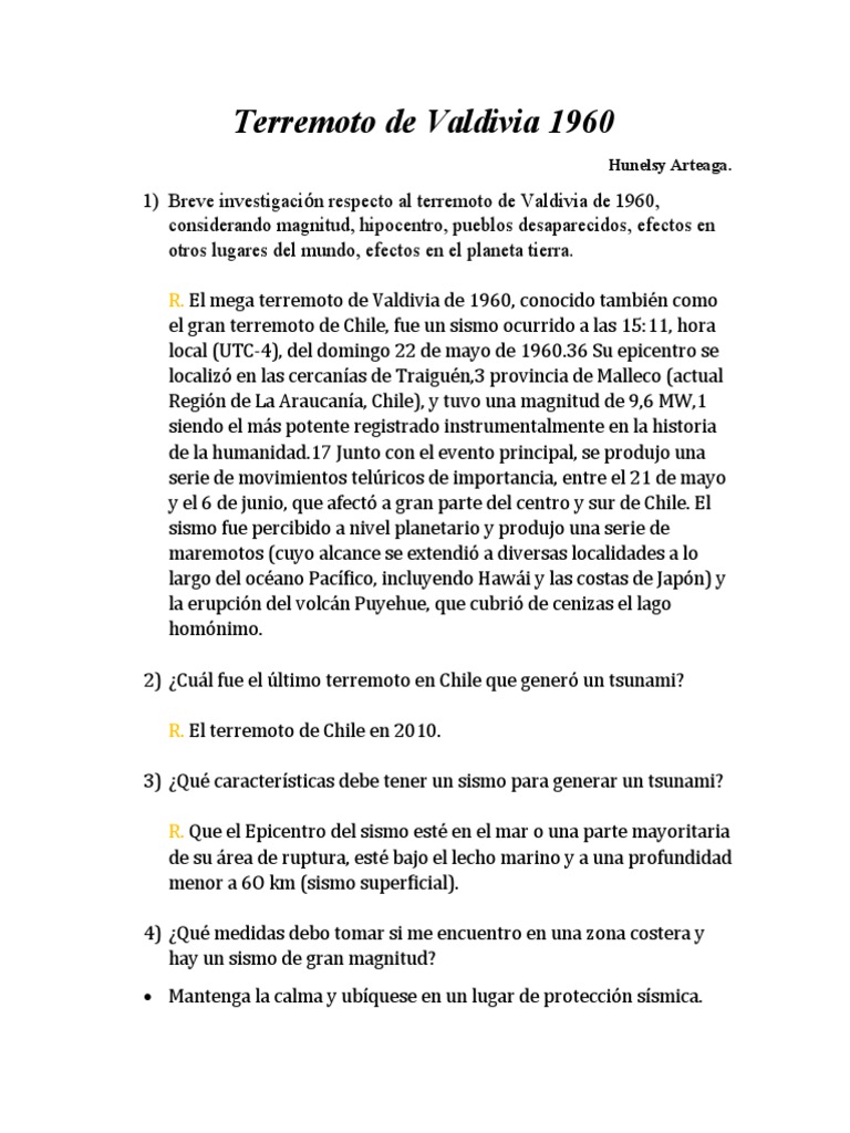 Terremoto de Valdivia 1960 | PDF | Temblores | Ciencias de la Tierra