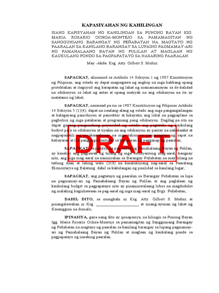 Kapasiyahan NG Kahilingan | PDF