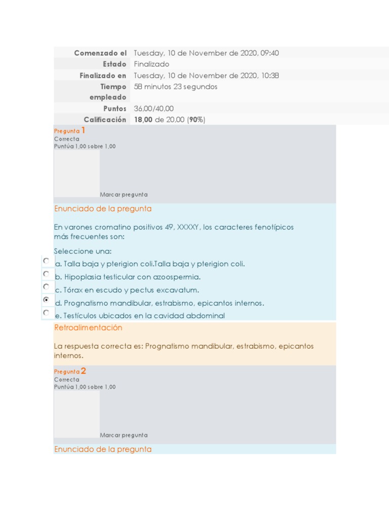 Examen de Embriologia 2020-2 Parcial | PDF | Embrión | Gene