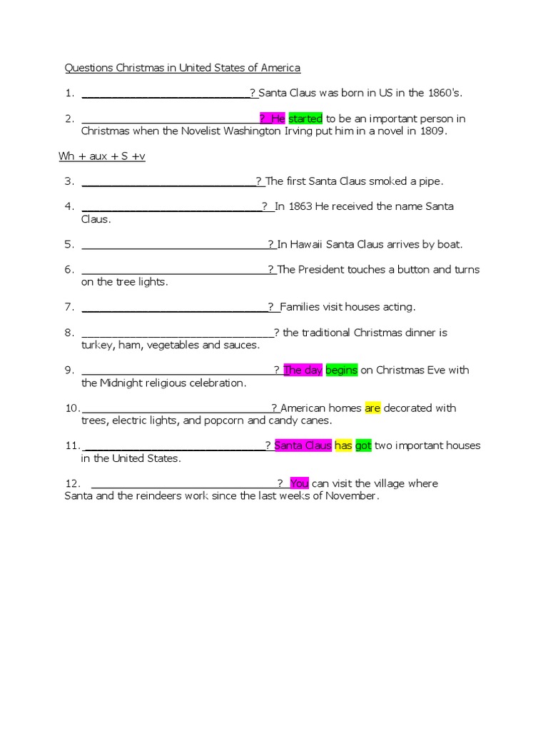 Questions Christmas in United States of America-1 | PDF | History