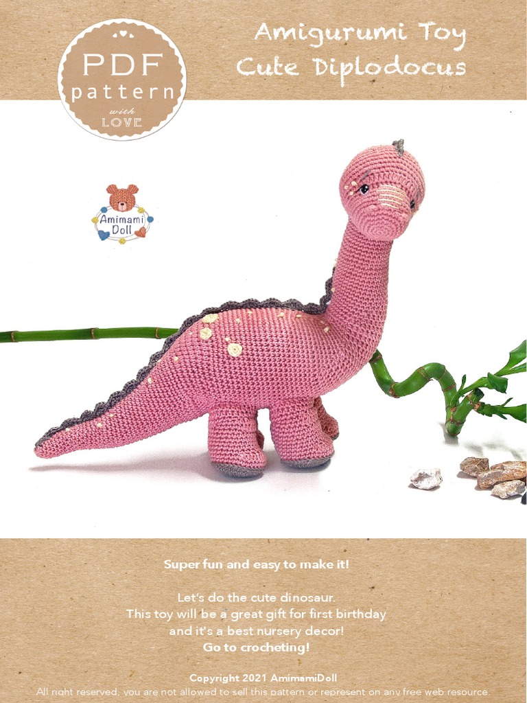 Amigurumi Toy Cute Diplodocus | PDF | Crochet | Yarn