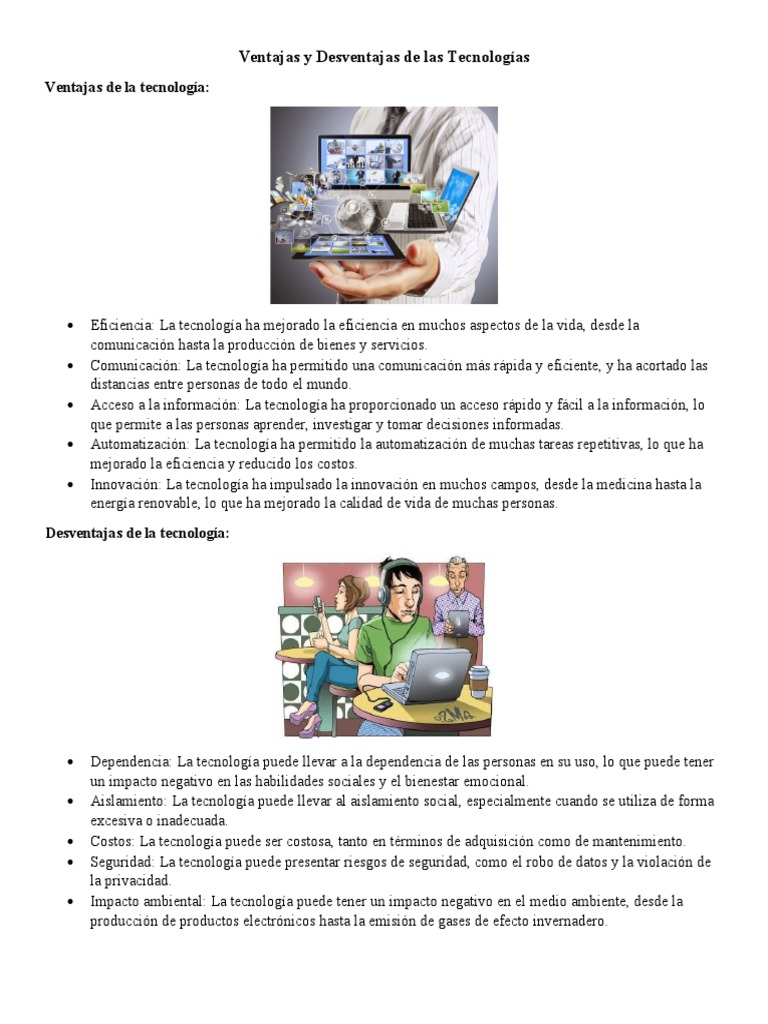 Ventajas y Desventajas de la Tecnología | PDF | Tecnología
