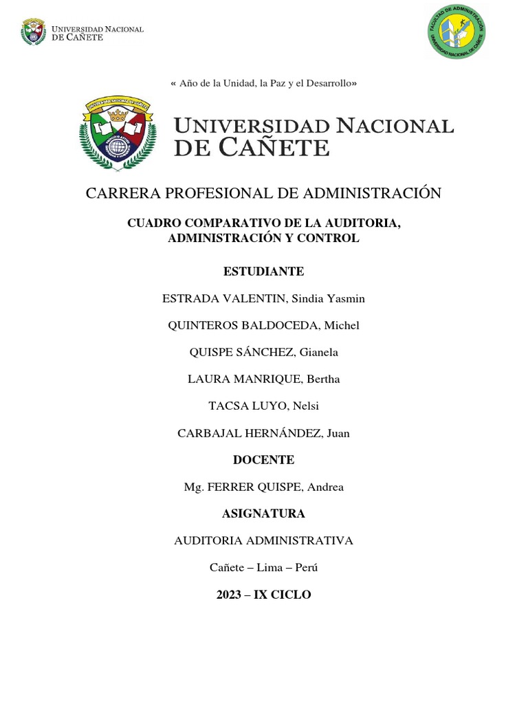 Cuadro Comparativo Administraci N Control y Auditor A | PDF