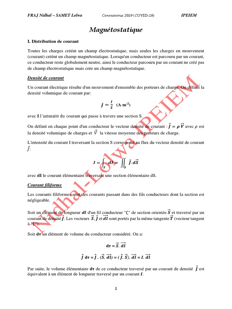 COURS Magnétostatique | PDF