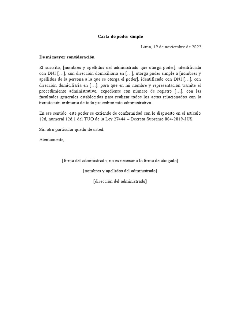 Carta Poder Simple | PDF