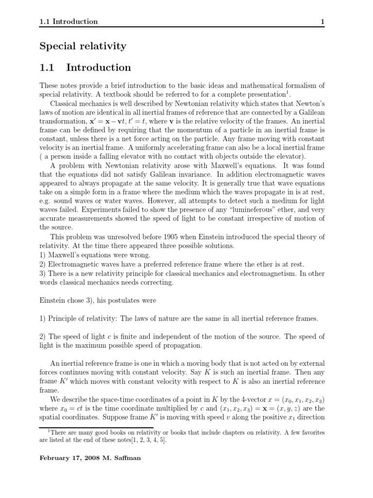 Relativity v1.2 | PDF | Special Relativity | Classical Mechanics