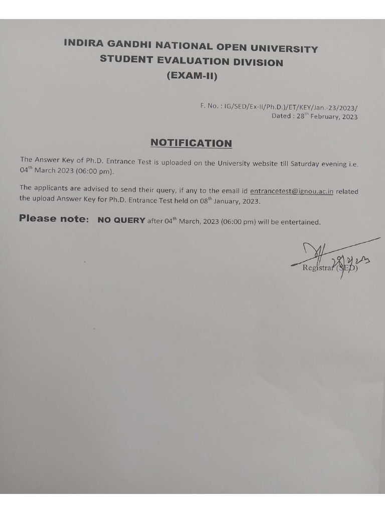 Notification For PHD Entrance Test | PDF Notification For PHD Entrance Test | PDF