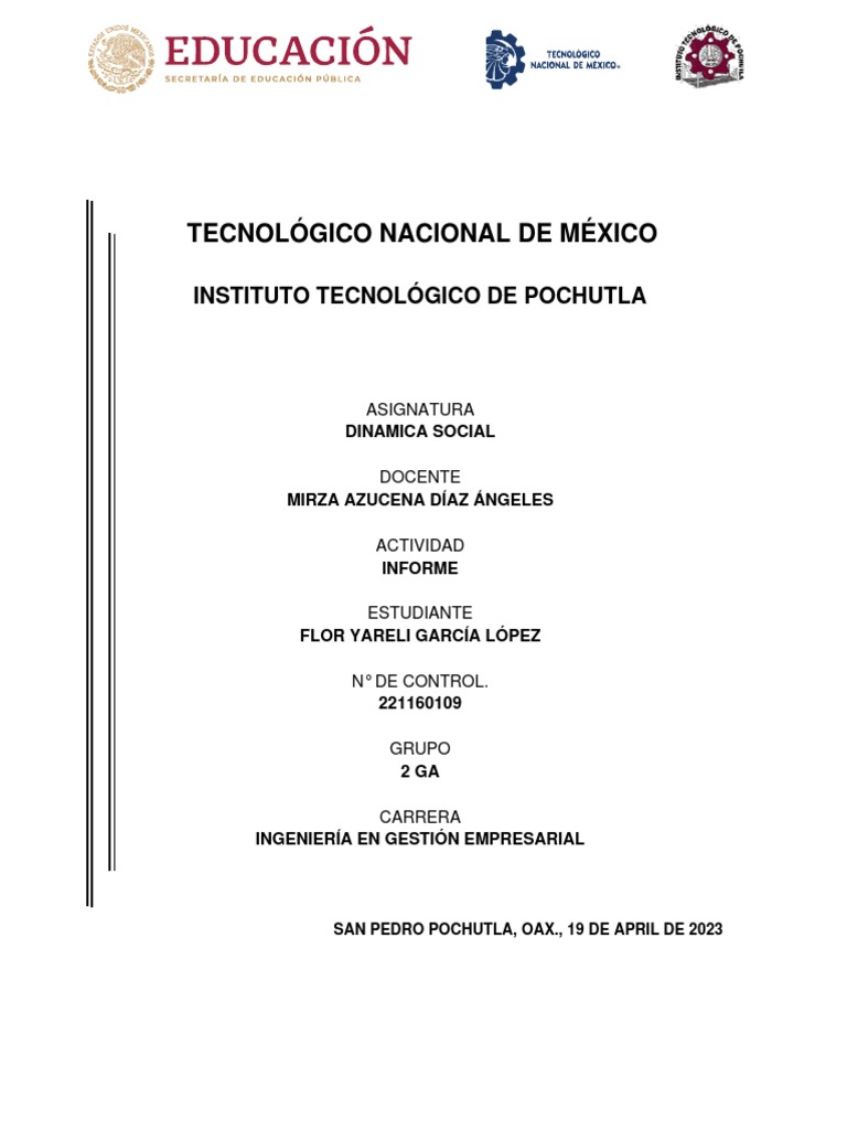 Act - T3-02 - Informe-García López Flor Yareli | PDF | Grupo social | Liderazgo