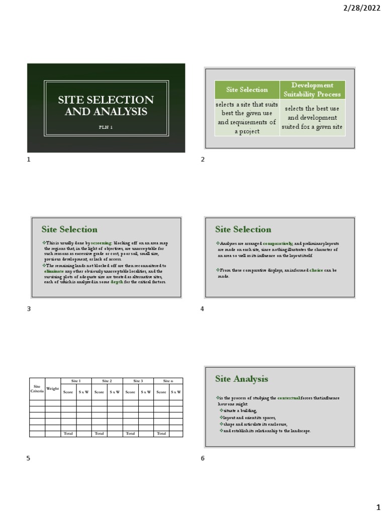 Site Selection and Analysis Guide | PDF