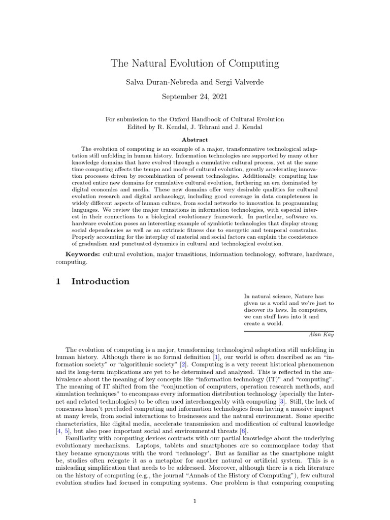 Evolution of Computing | Download Free PDF | Computing | Evolution