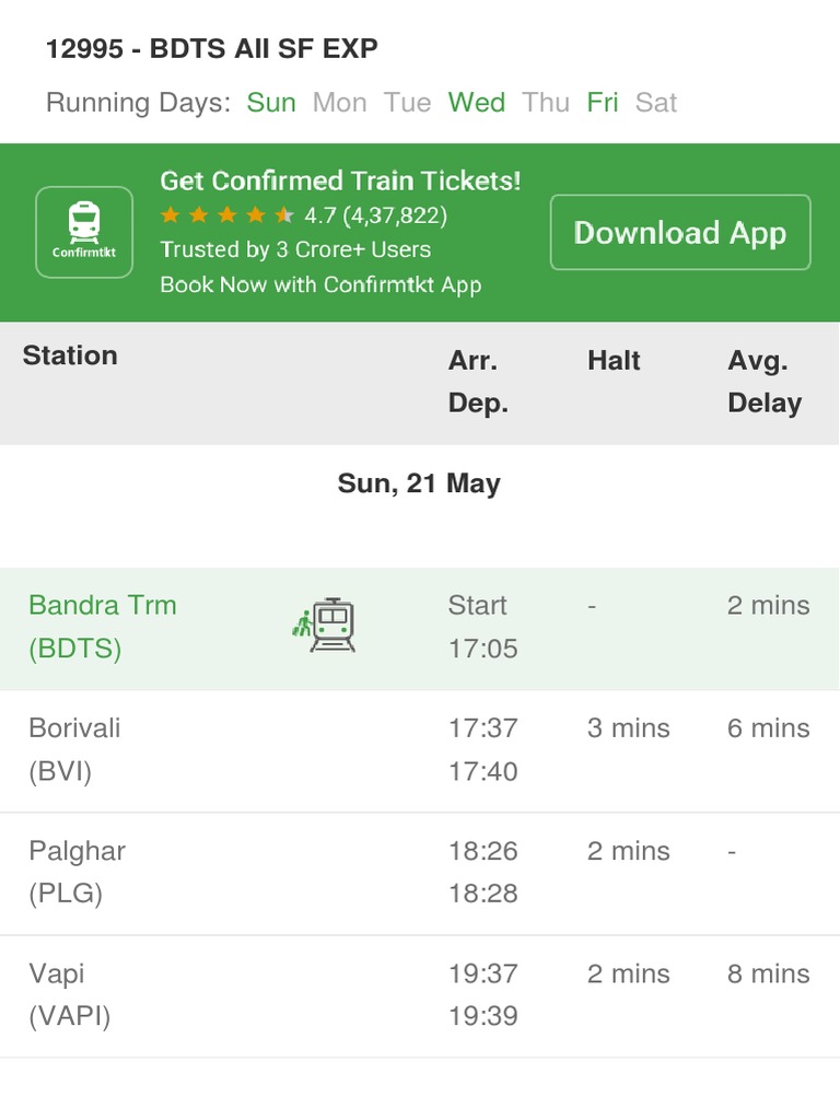 BDTS to AII SF Express Train Schedule | PDF