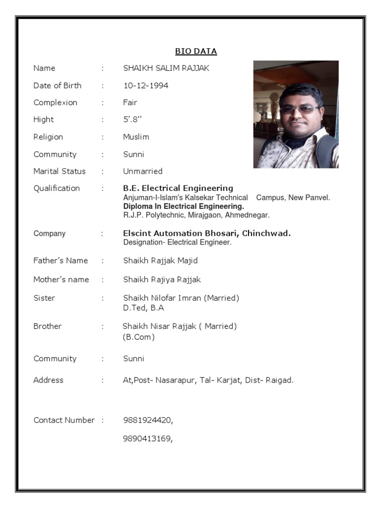 Salim Bio Data-1 | PDF