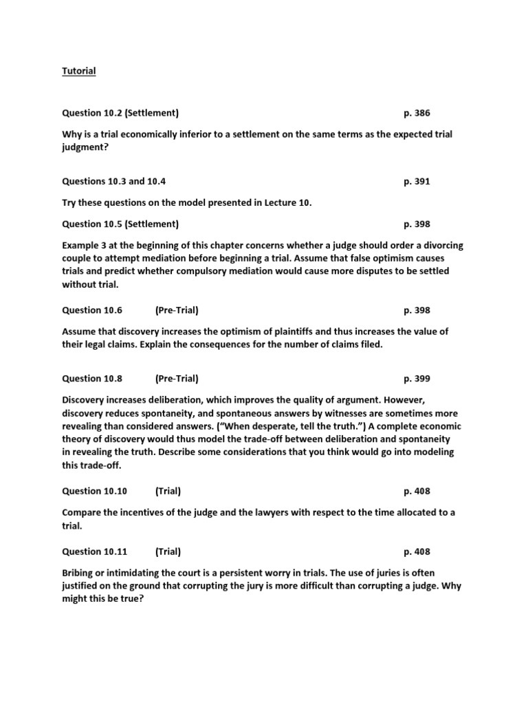 Tutorial 10 - Questions | PDF | Lawsuit | Costs In English Law