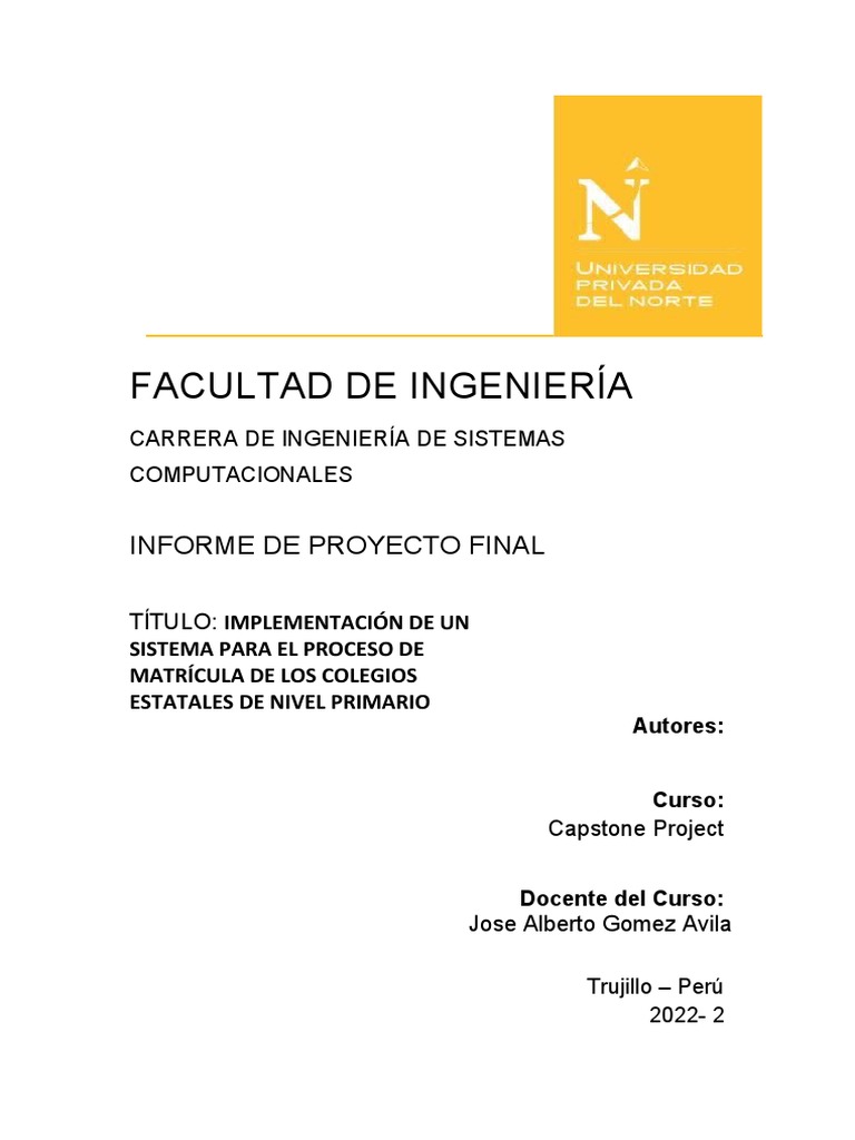Informe Proyecto Fin de Curso 2022 | PDF | Software | Usuario (informática)