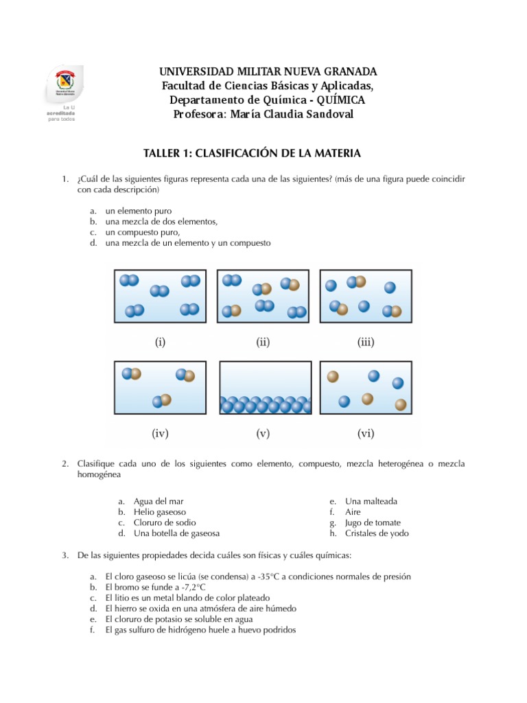 Taller 1 Clasificación de La Materia | PDF