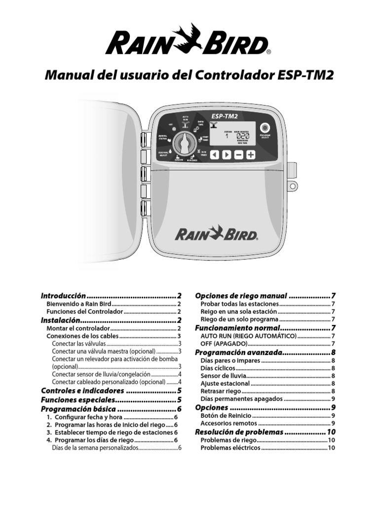 Rain+Birdt: Manual Del Usuario Del Controlador ESP-TM2 | PDF | Ingenieria Eléctrica | Electricidad