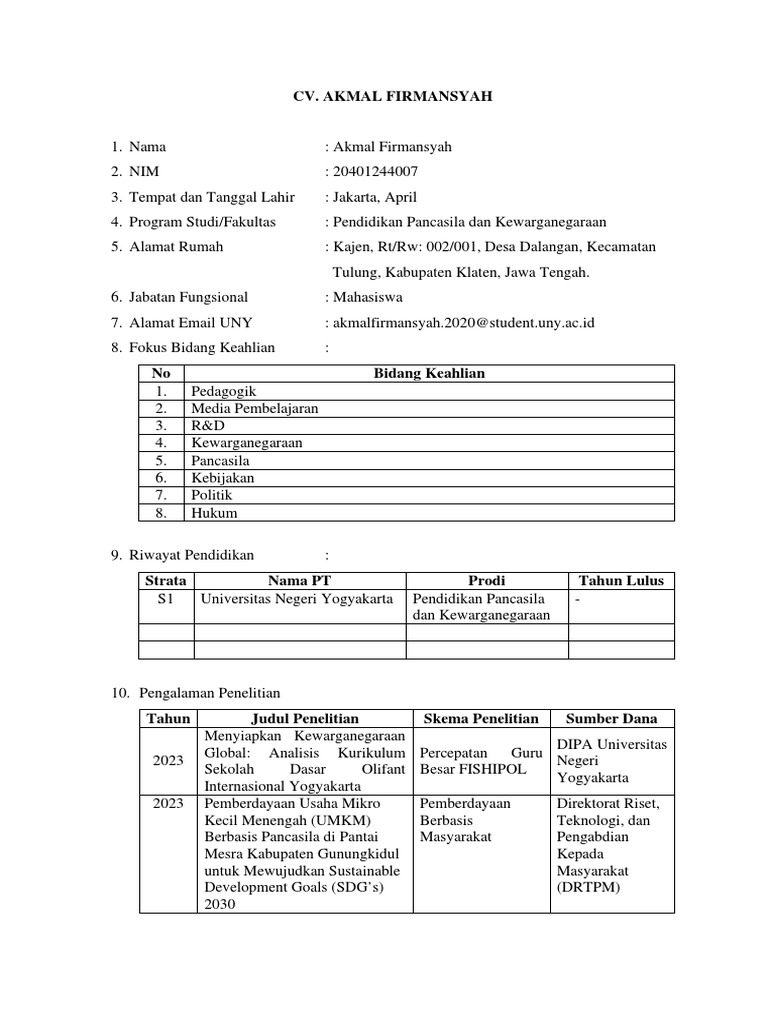 CV Akmal Firmansyah - April 2023 | PDF