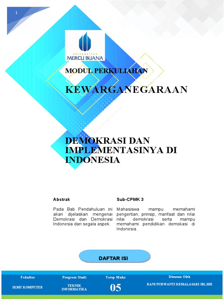 Modul 5 KWN Demokrasi Dan Implementasinya Di Indonesia 2022 | PDF