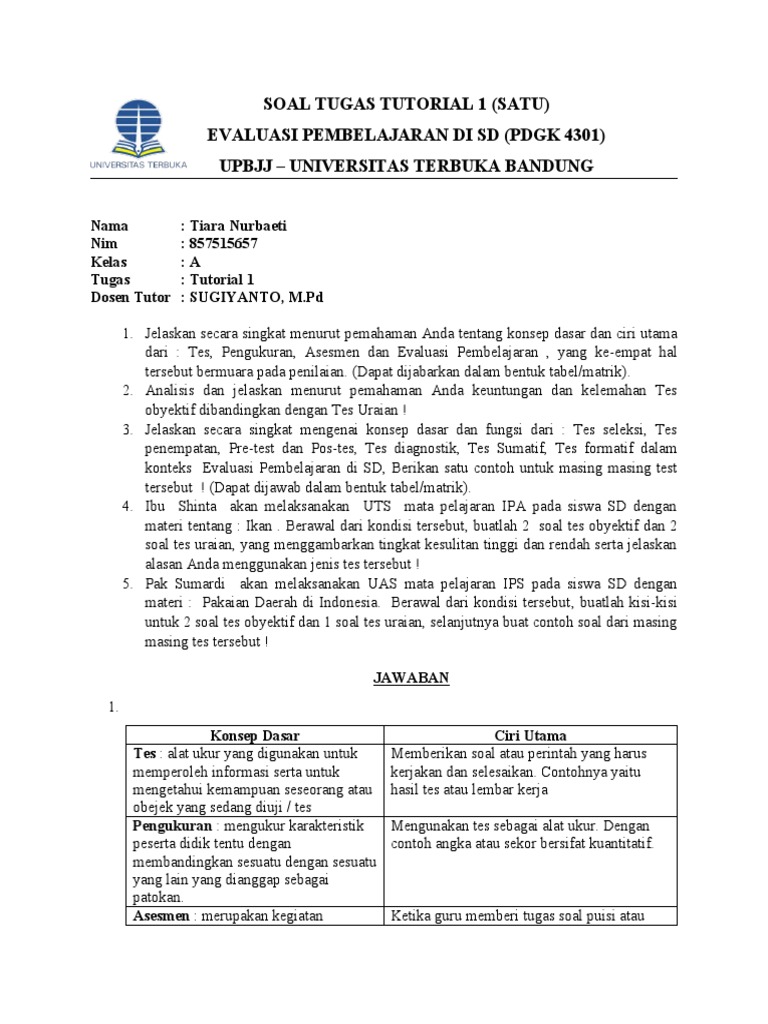Soal Tugas Tutorial 1 | PDF