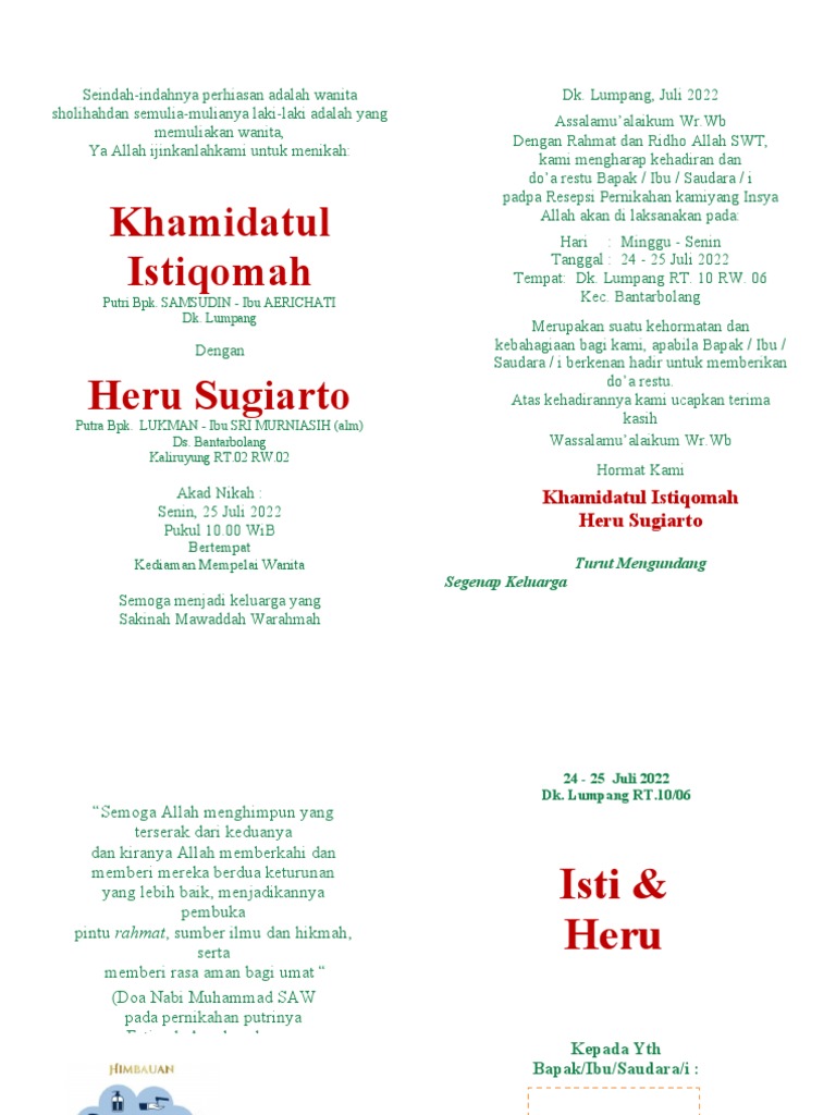Undangan Pernikahan Khamidatul & Heru | PDF